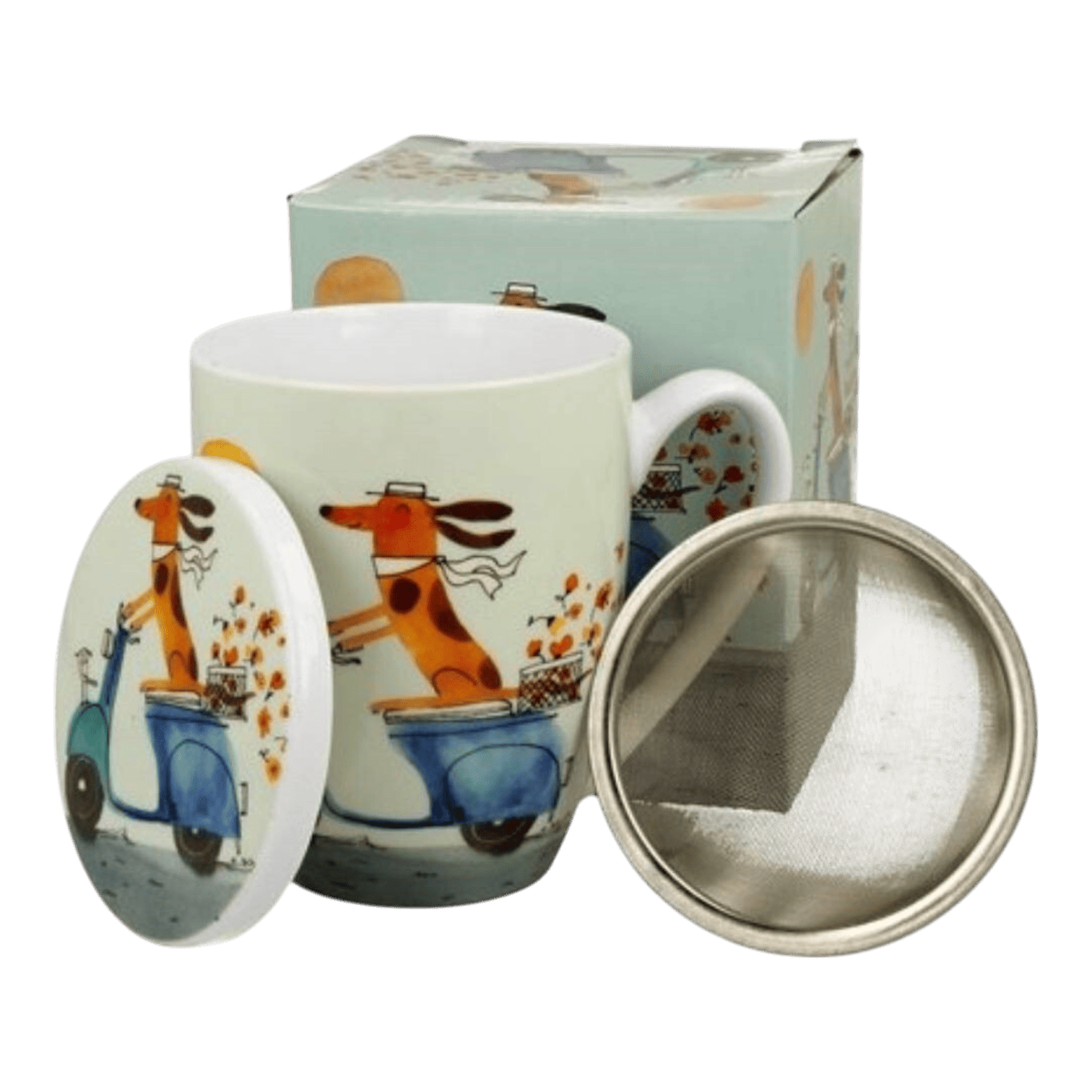 TAZA DUO "PERRO EN SCOOTER" 360 ML | Mandrágora Té y Café